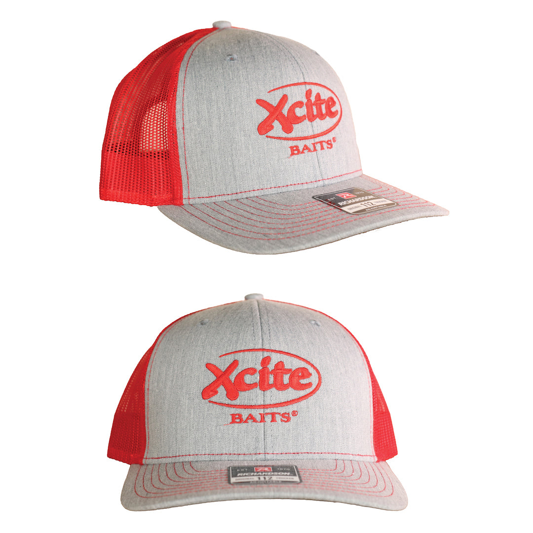 Red Grey Xcite Baits Trucker Cap — XCITE BAITS